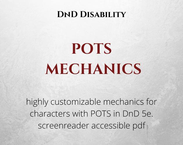 Postural Orthostatic Tachycardia Syndrome (POTS) Mechanics - DnD 5e ...